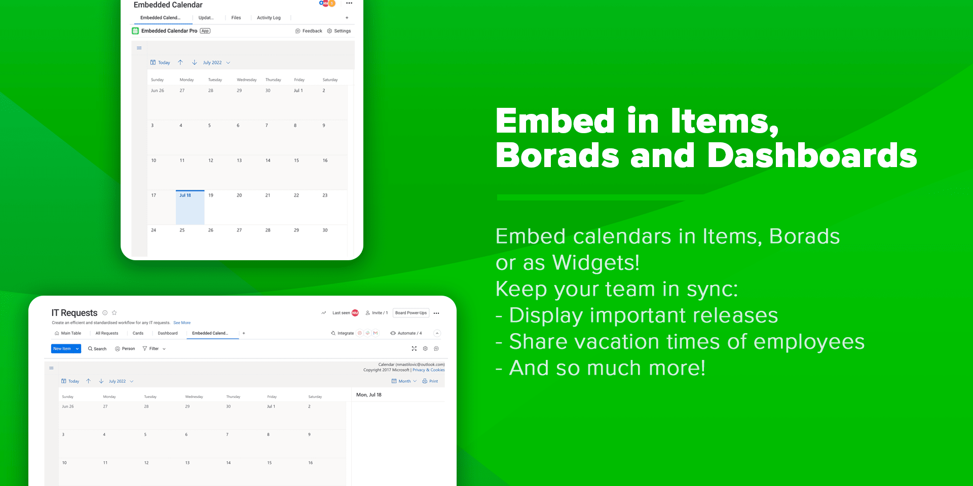 Embedded Calendar Pro • apps for monday.com